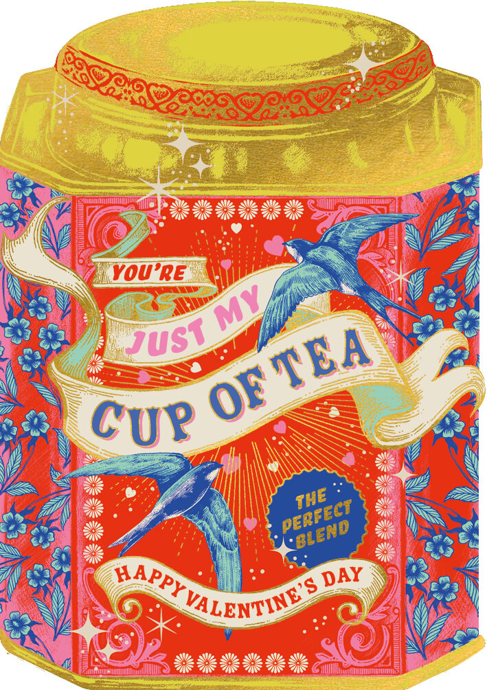 The Art File - Cup Of Tea Valentine's Day Card #PZV06