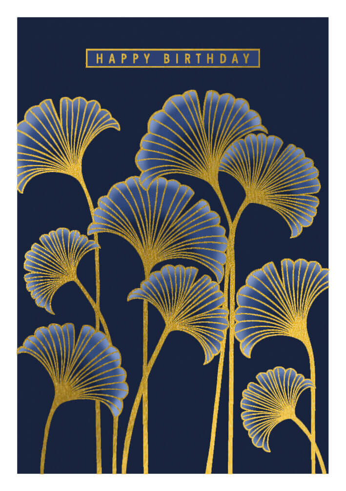 The Art File - Blue Ginko Birthday Card #AFSK019