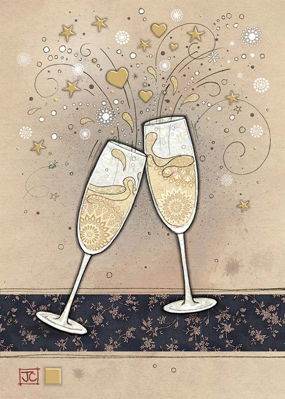 Bug Art - Champagne Glasses Blank Card #BAD190