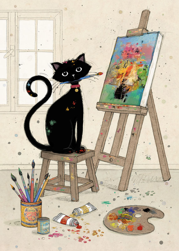 Bug Art - Blank Artist Kitty Greeting Card #BAH043