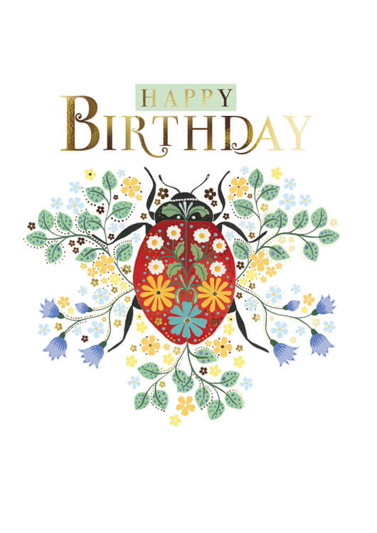 Great British Card Company - Floral Lady Bug Birthday Greeting Card # ...