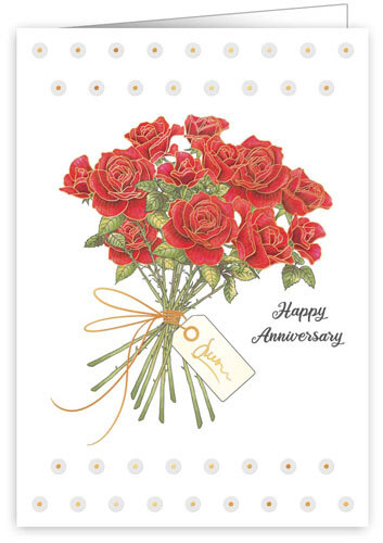 Quire Publishing - Bouquet Roses Anniversary Greeting Card #MC4588
