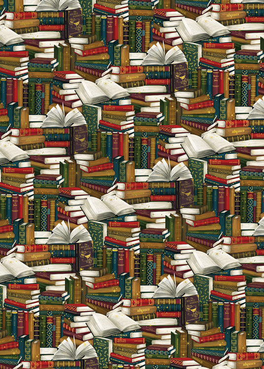 The Art File - Book Stacks Foil Wrapping Paper #LGW026