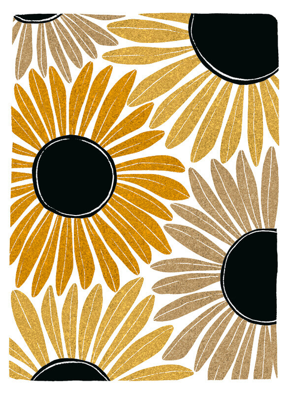 The Art File - Gold Daisies Blank Card #AFTM07